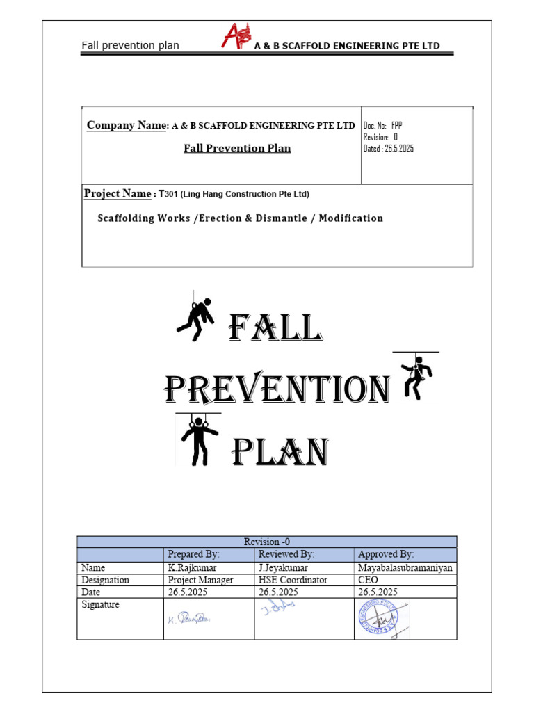 Fall Prevention Plan T301. | PDF | Scaffolding | Personal Protective ...