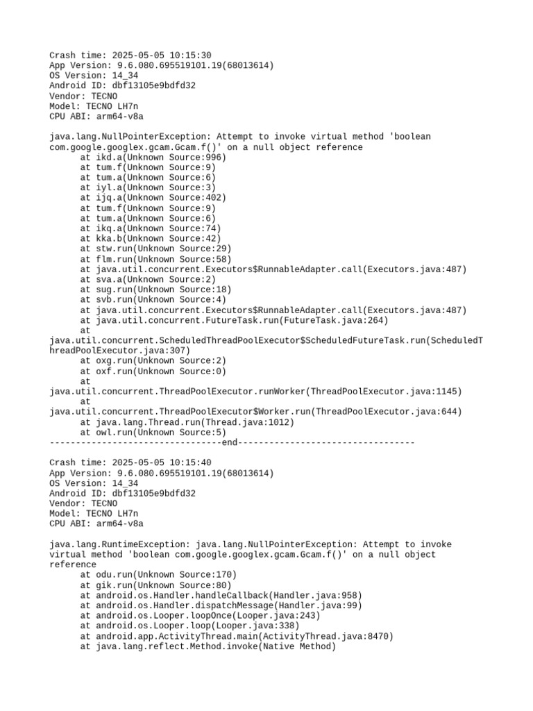 Crash 20250505 | PDF | Java (Programming Language) | Concurrent Computing