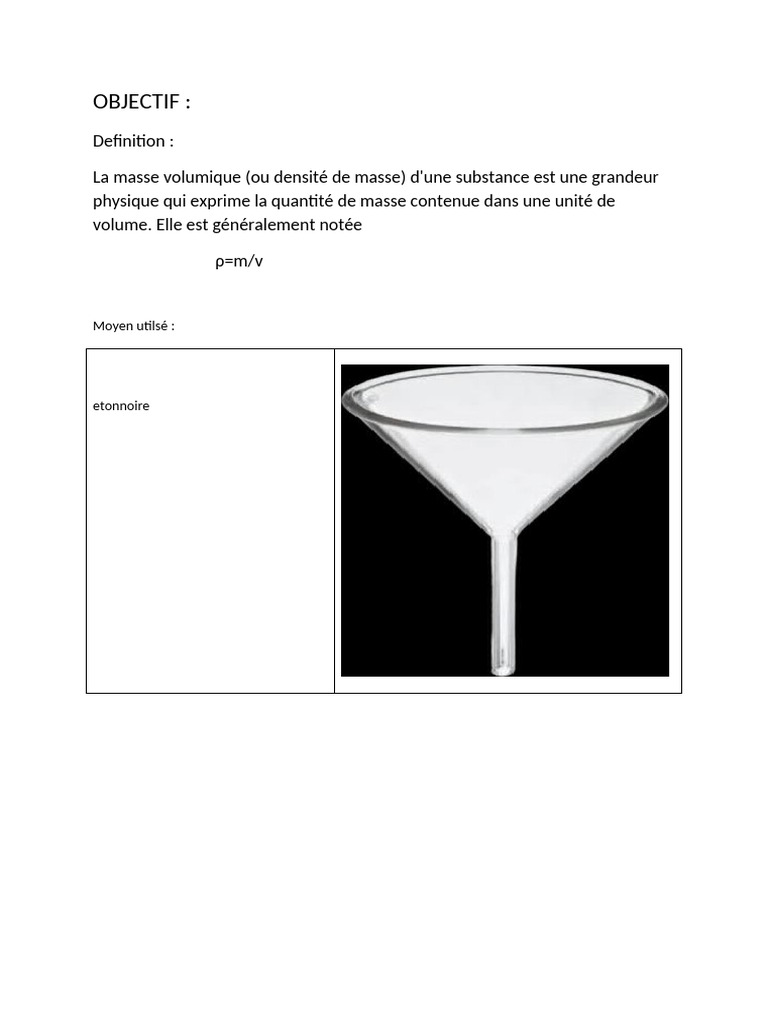 Mesure de la Masse Volumique | PDF