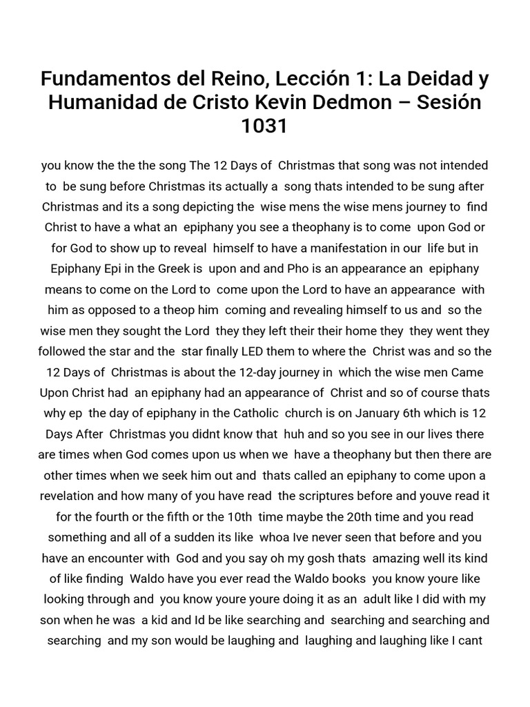 Fundamentos Del Reino, Lección 1 La Deidad y Humanidad de Cristo Kevin ...