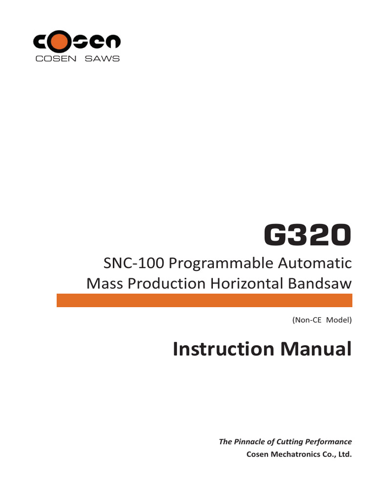 G320 SNC-100 Bandsaw Instruction Manual | PDF | Power Supply ...