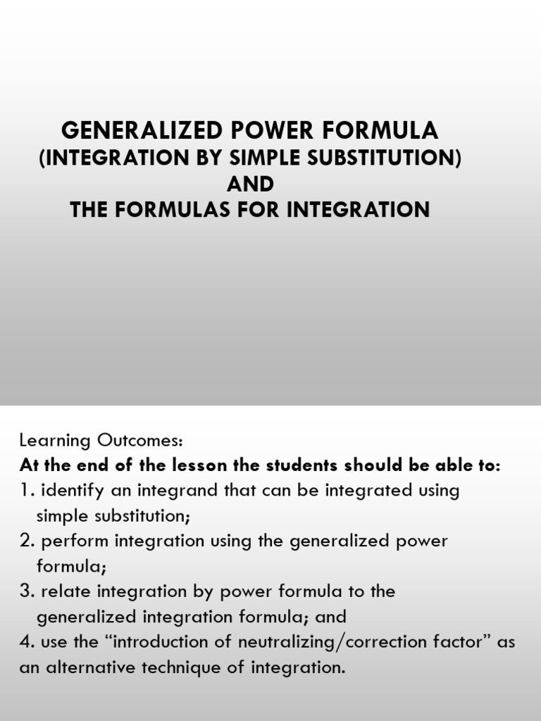 Generalized Power Formulas | PDF | Integral | Calculus