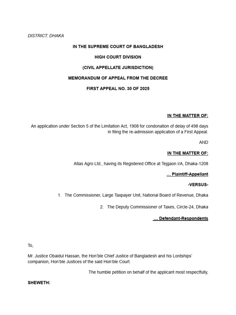 Condonation of Delay | PDF | Affidavit | Appeal