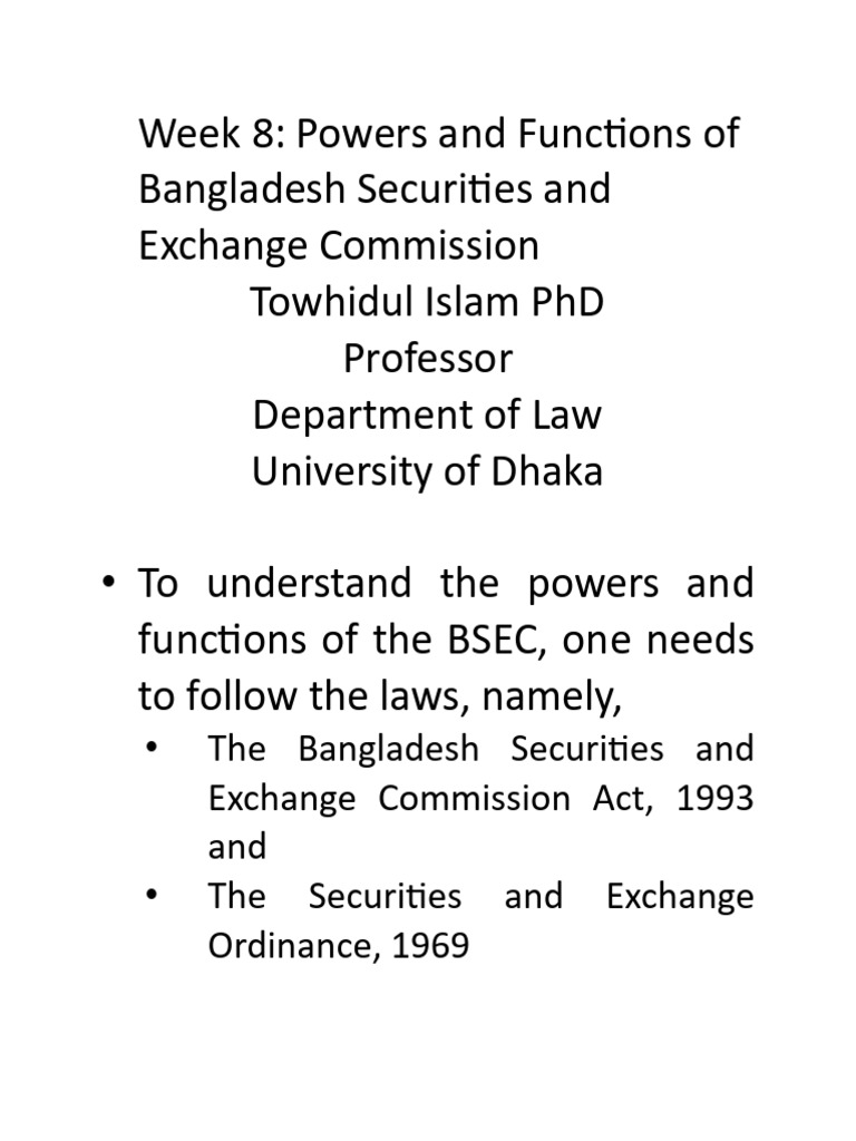 Week 8 Powers and Functions of BSEC | PDF | Securities (Finance ...