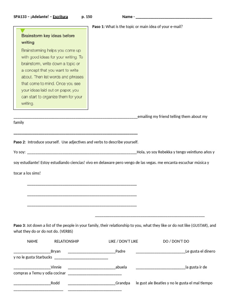 Finished Spanish HW | PDF