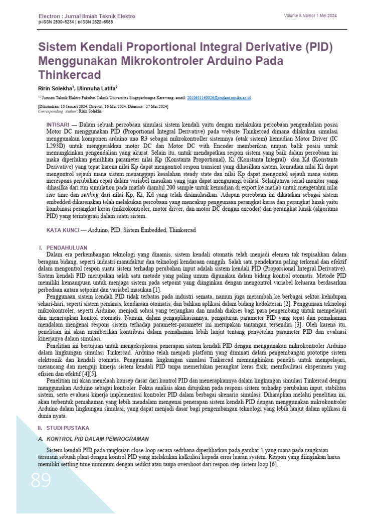 Sistem Kendali Proportional Integral Derivative | PDF