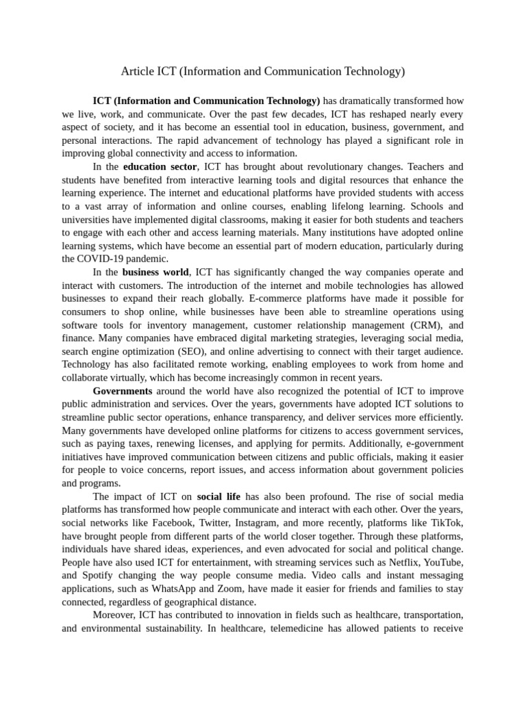 Article ICT English TIA | PDF | Educational Technology | Information ...