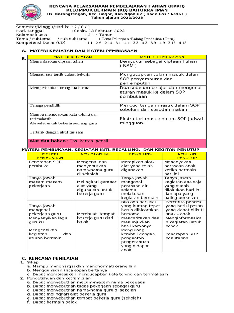 RPPH SMT 2 Minggu 6 | PDF