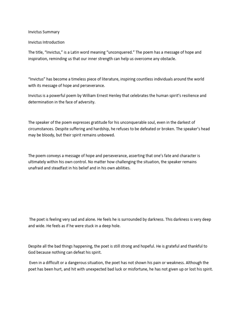 Invictus Summar-WPS Office | PDF