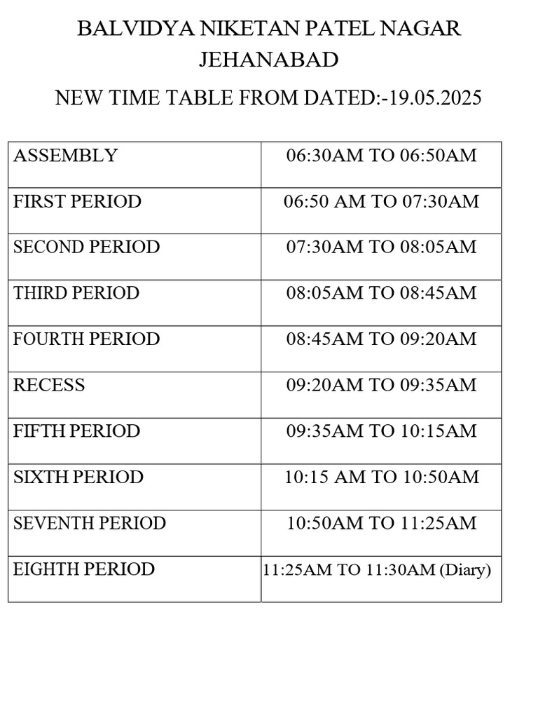 Time Table 1 | PDF