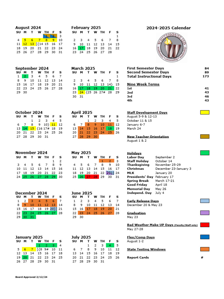 2024-2025 Academic Calendar Overview | PDF | Observances | Holidays
