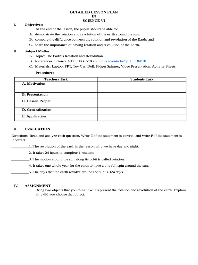 DETAILED LESSON PLAN - Outline | PDF