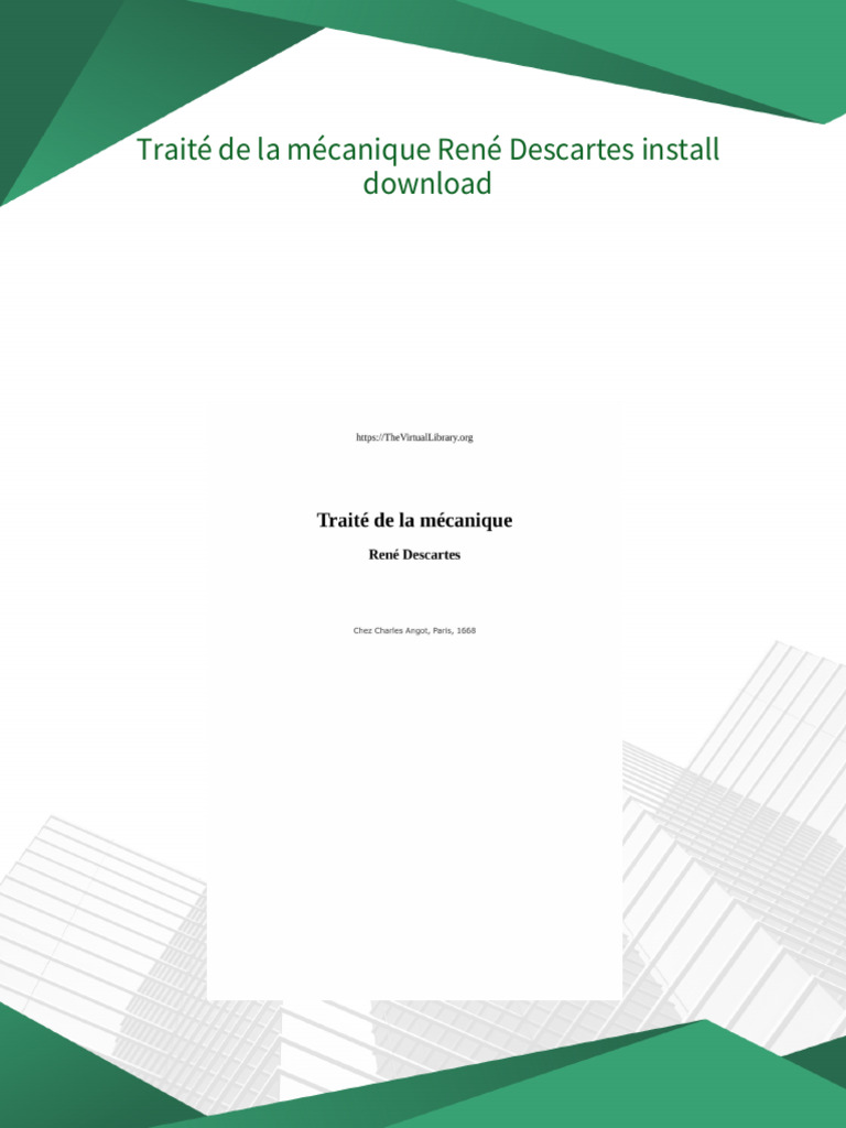 Mécanique des Machines Simples | PDF | René Descartes