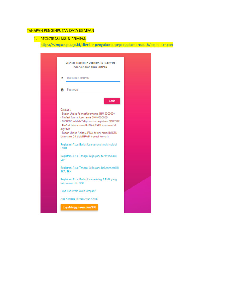 Panduan Input Data Esimpan | PDF