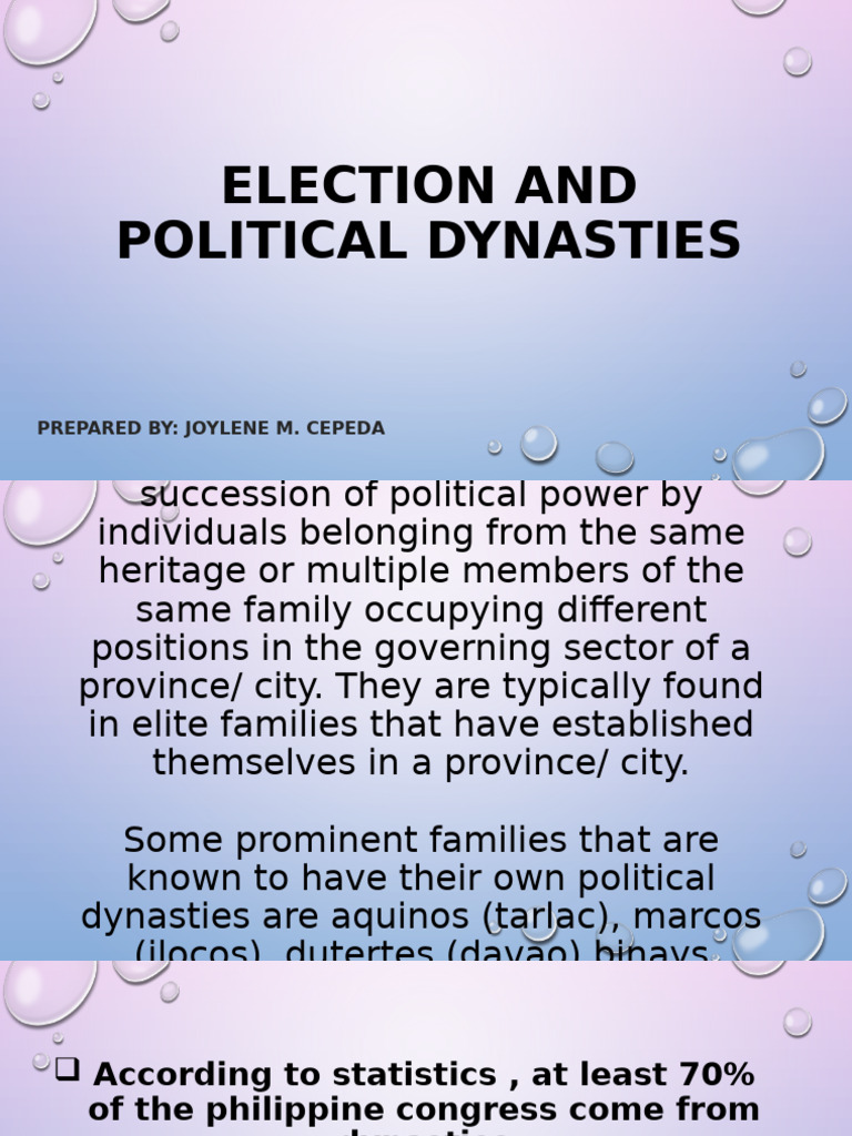 Election and Political Dynasties | PDF | Elections | Political Science