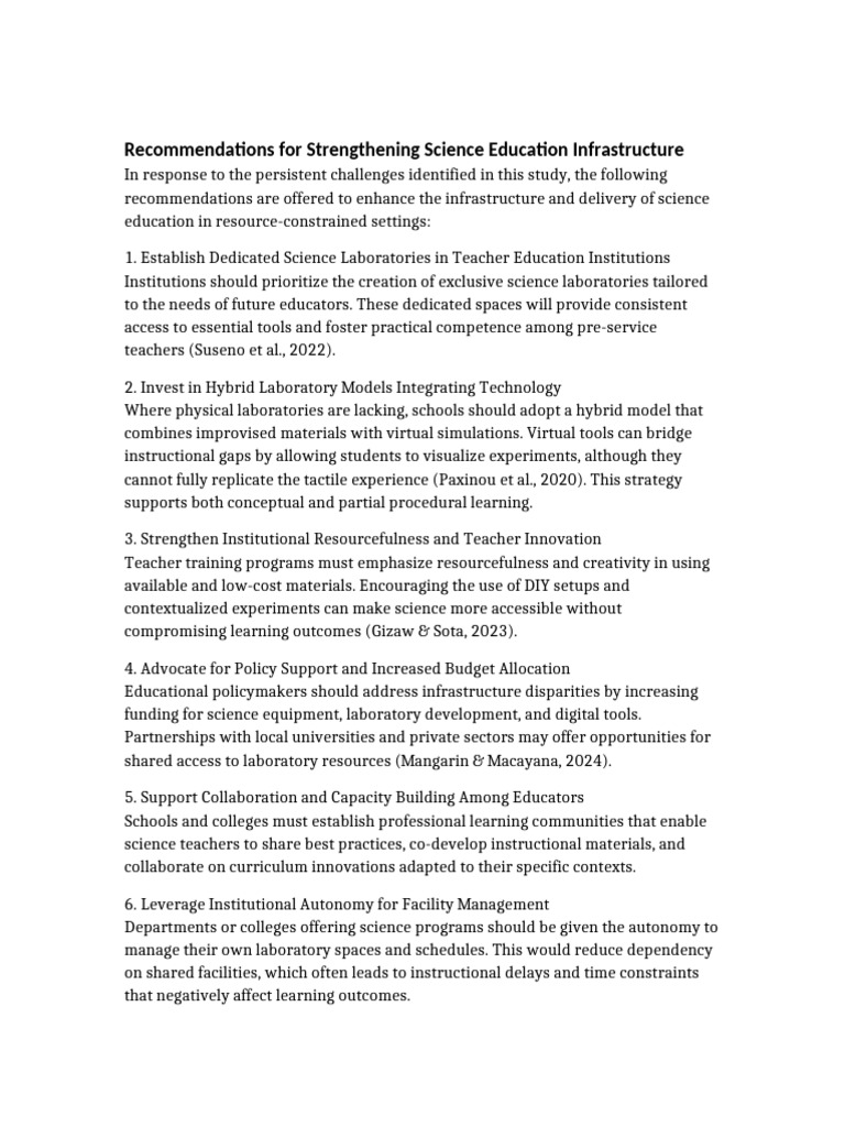 Recommendations Science Infrastructure | PDF | Infrastructure | Science
