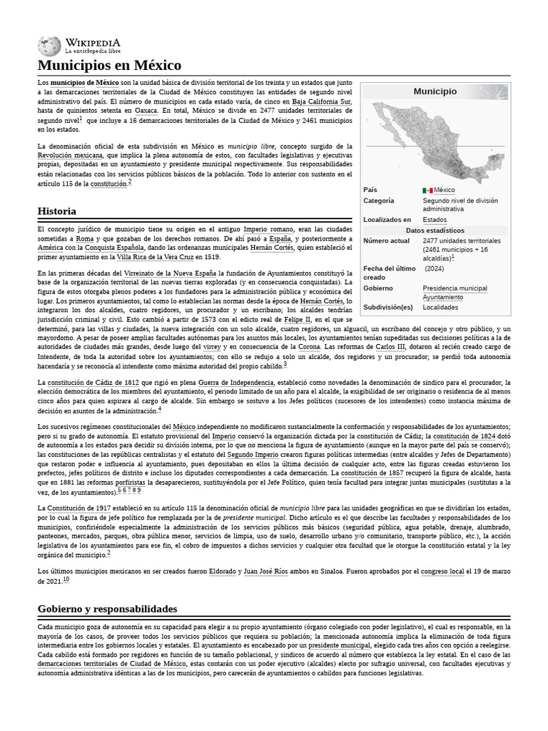 Municipios en México: 2477 Unidades | PDF | Gobierno | Gobernancia