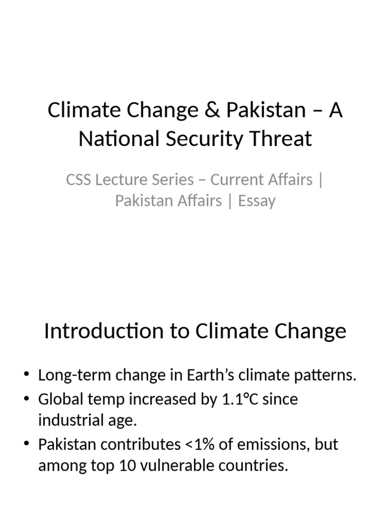 Climate Change Pakistan CSS Lecture | PDF