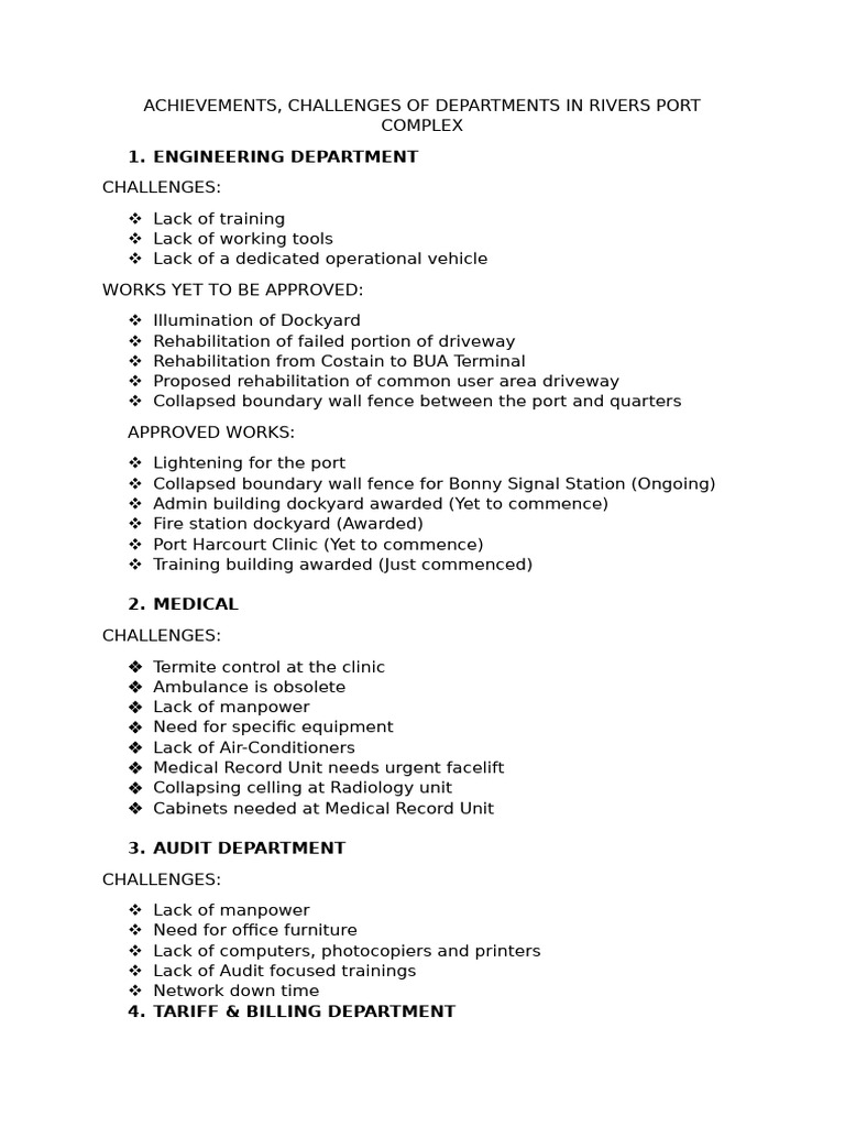 Achievements and Challenges of Rivers Port | PDF