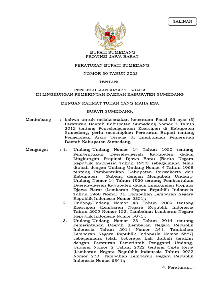 Perbup 30 Tahun 2023 | PDF