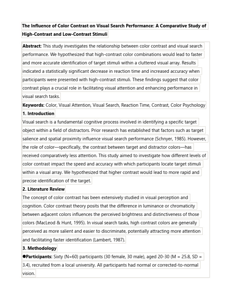 Color Contrast Effects on Visual Search | PDF | Attention | Mental ...