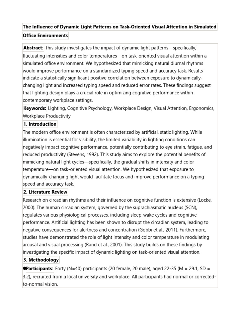 The Influence of Dynamic Light Patterns On Task-Oriented Visual ...