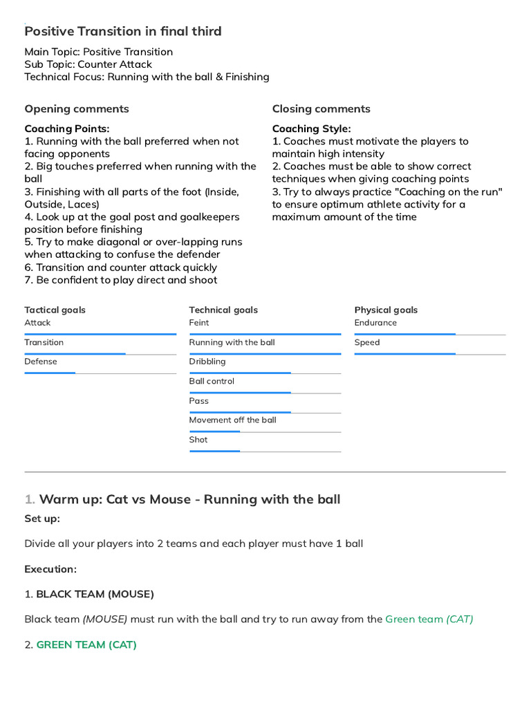 Positive Transition in Final Third | PDF | Sport Variants | Sports ...