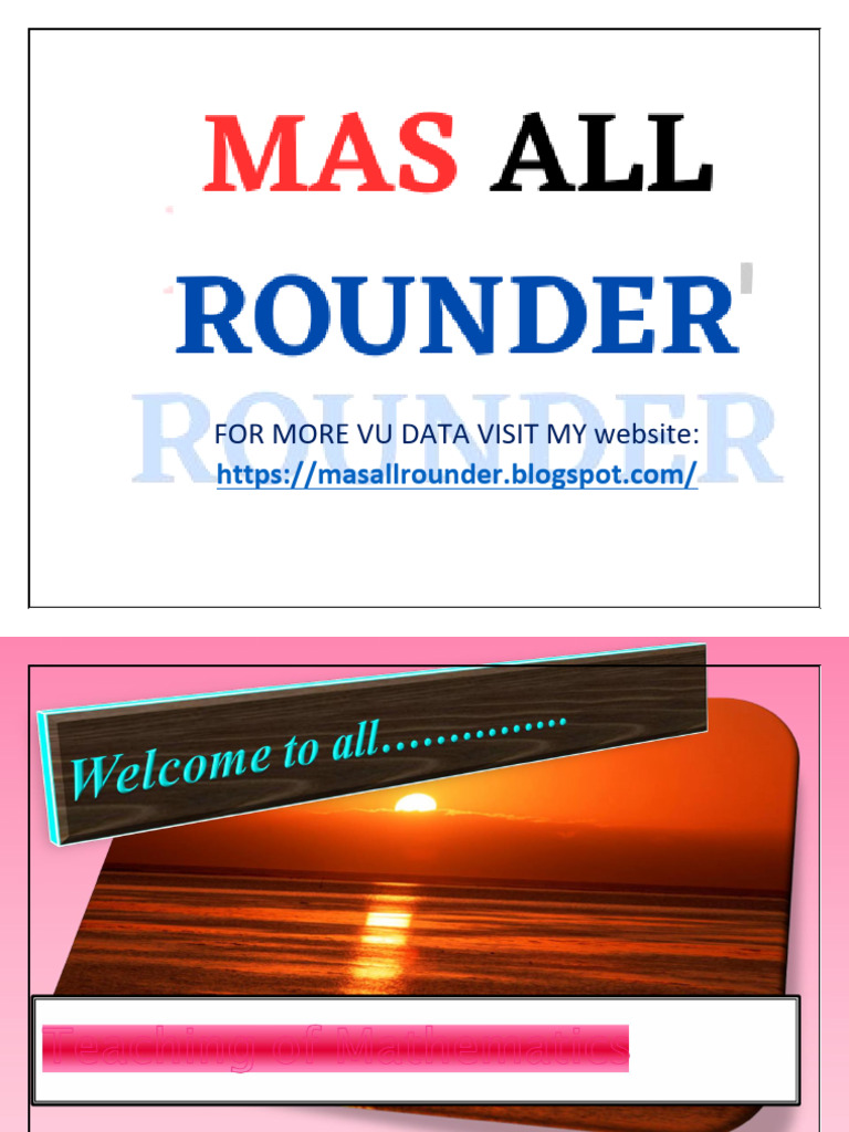 Edu510 Handouts by Pin2 and Muhammad (Mas All Rounder) | PDF | Geometry | Arithmetic