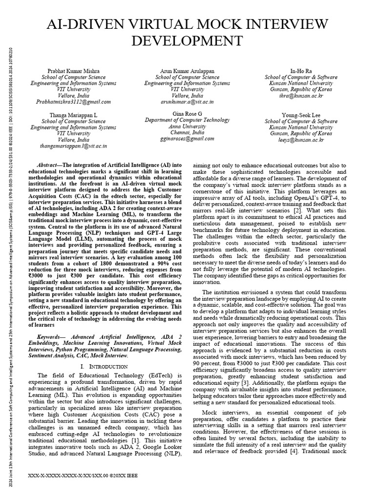 AI-Driven Virtual Mock Interview Development | PDF | Artificial Intelligence | Intelligence (AI ...