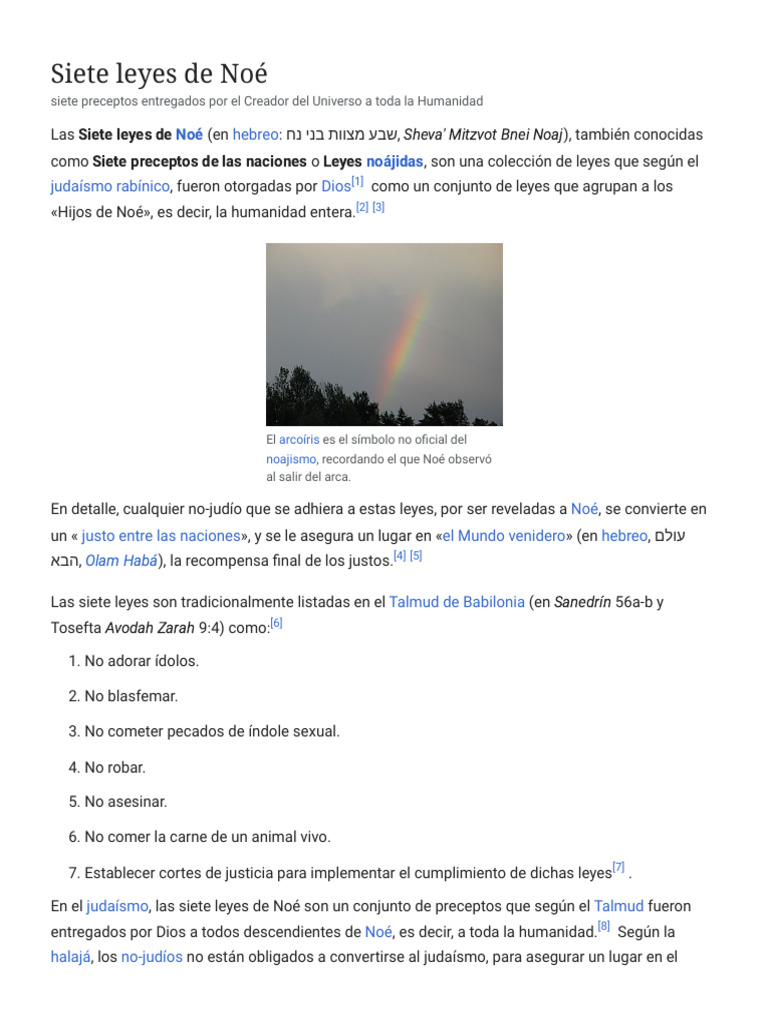 Siete leyes de Noé - Wikipedia, la enciclopedia libre | PDF | Judios y ...