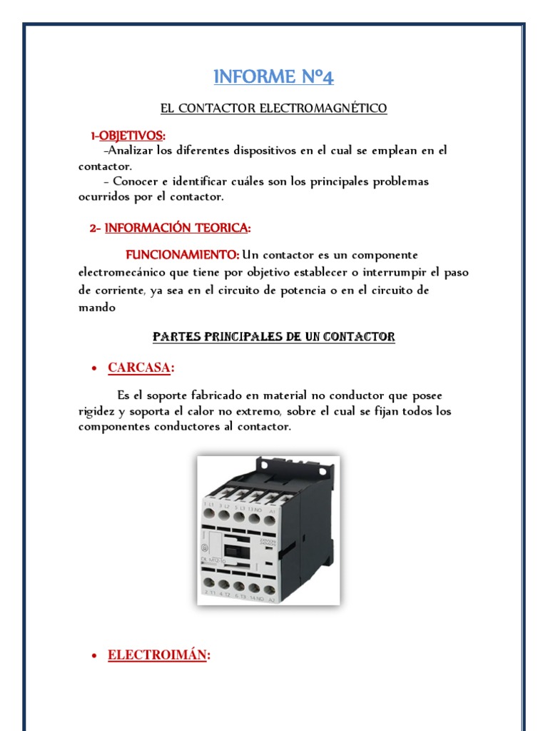 Partes y Funcionamiento del Contactor | PDF | Bienes manufacturados ...
