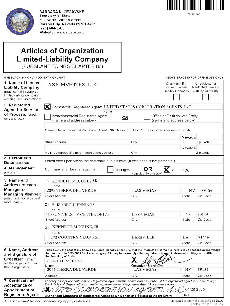 Articles of LLC | PDF