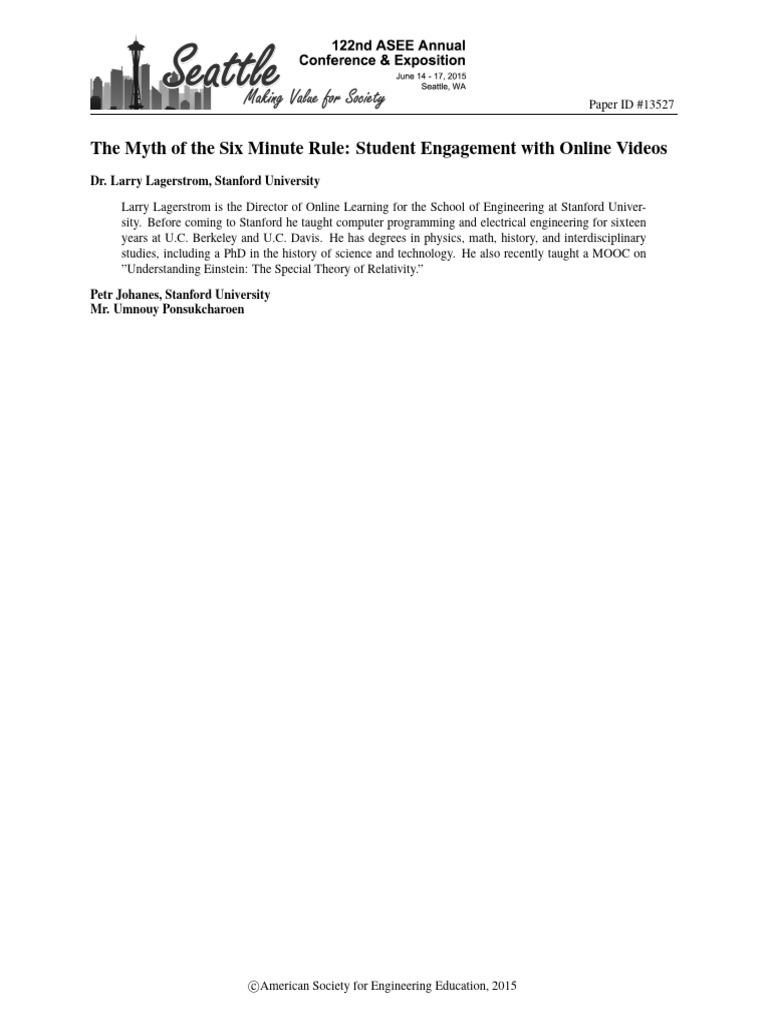 ASEE Paper On Myth of Six Minute Rule Final | PDF | Massive Open Online ...