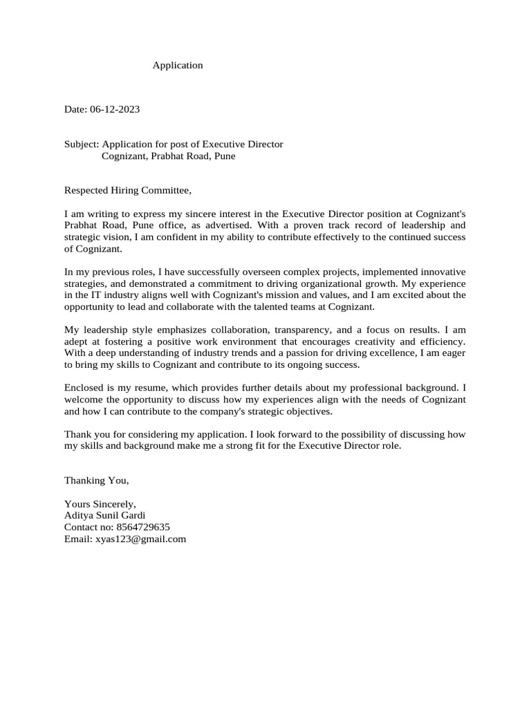 Job Application Letter | PDF