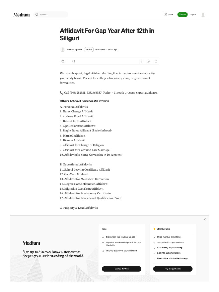 Affidavit For Gap Year After 12th | PDF | Non Disclosure Agreement | Deed