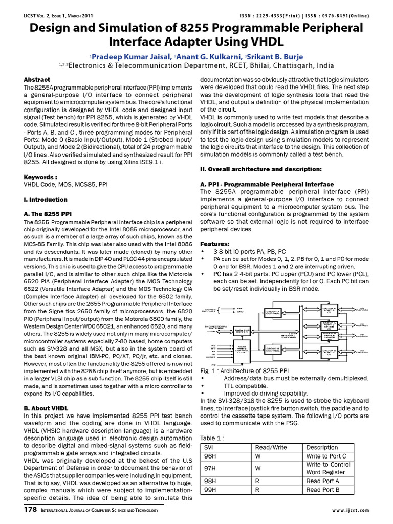 Design and Simulation of 8255 Programmab | PDF | Electronic Engineering | Integrated Circuit