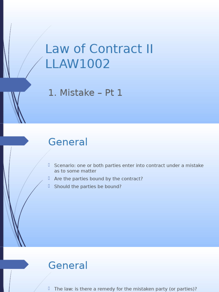 LLAW1002 0201 Mistake Pt1 | PDF | Common Law | Civil Law (Legal System)
