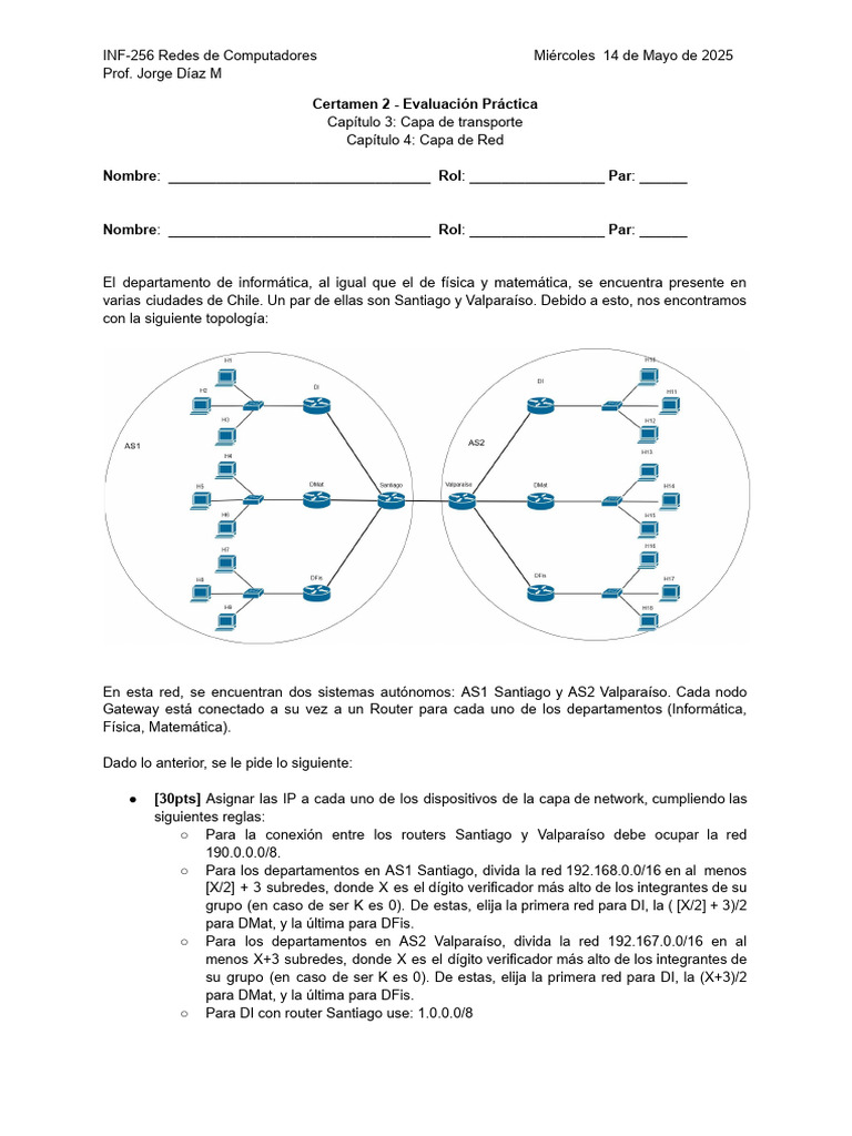 Certamen 2 - Evaluación Práctica | PDF | Dirección IP | Enrutador (Computación)