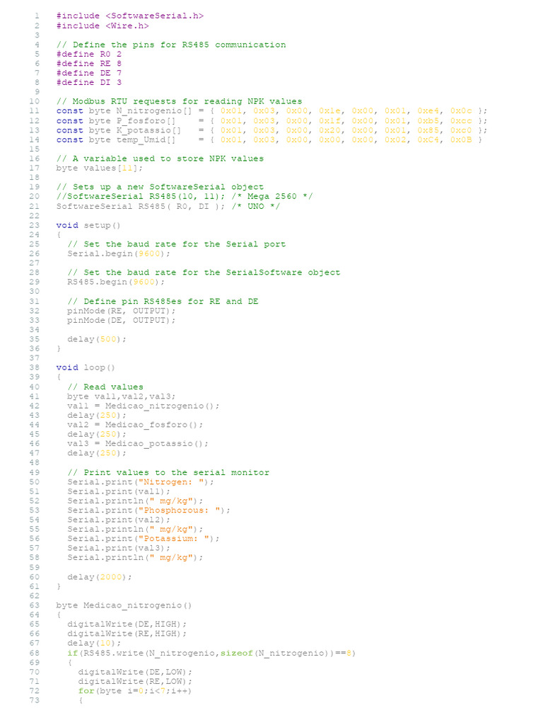 Arduino MiniMega + Sensor NPK | PDF | Software Engineering | Computer Science