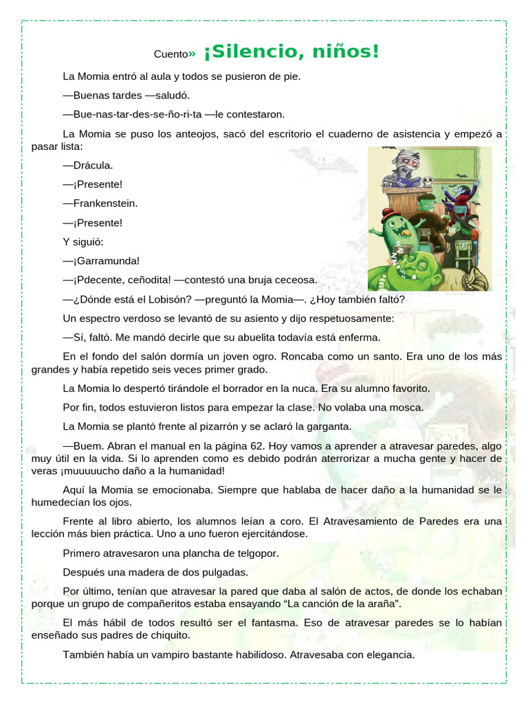 Clase de monstruos: derrumbes y risas | PDF