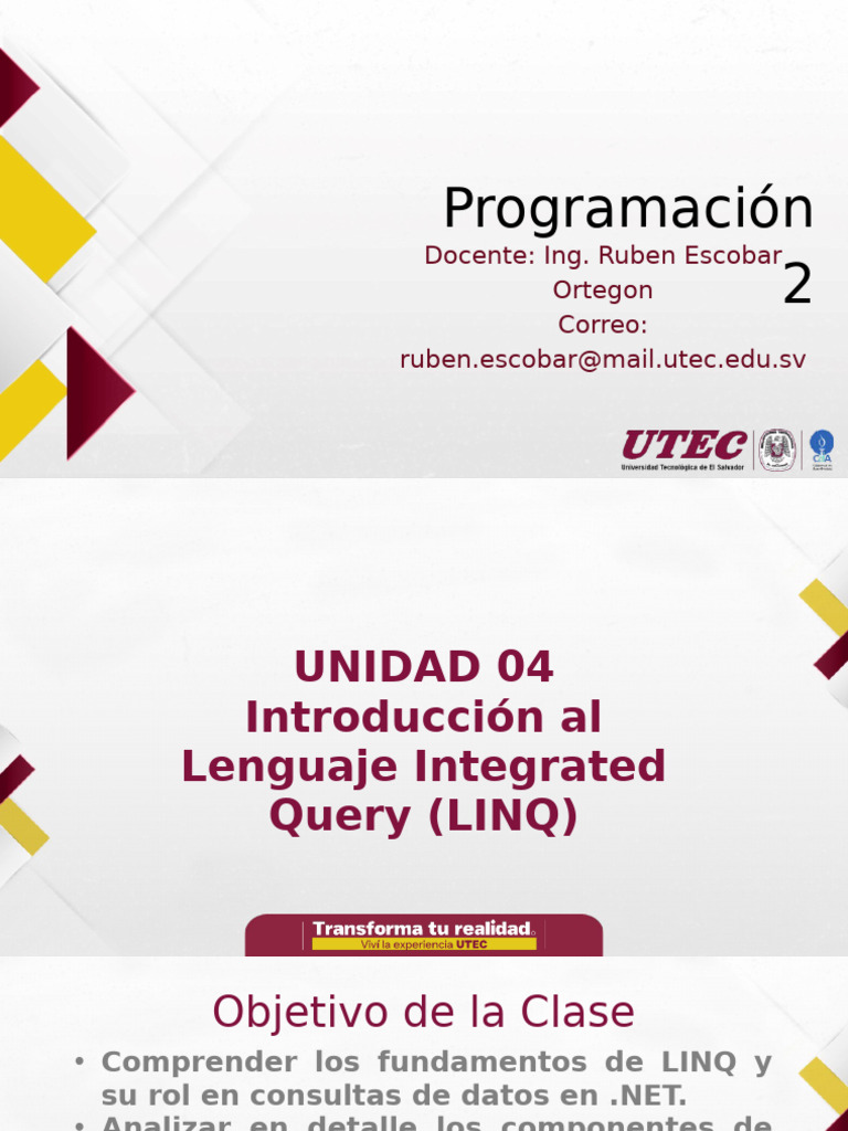 Clase01 - Unidad 04 Programación | PDF | Consulta integrada de idiomas | SQL