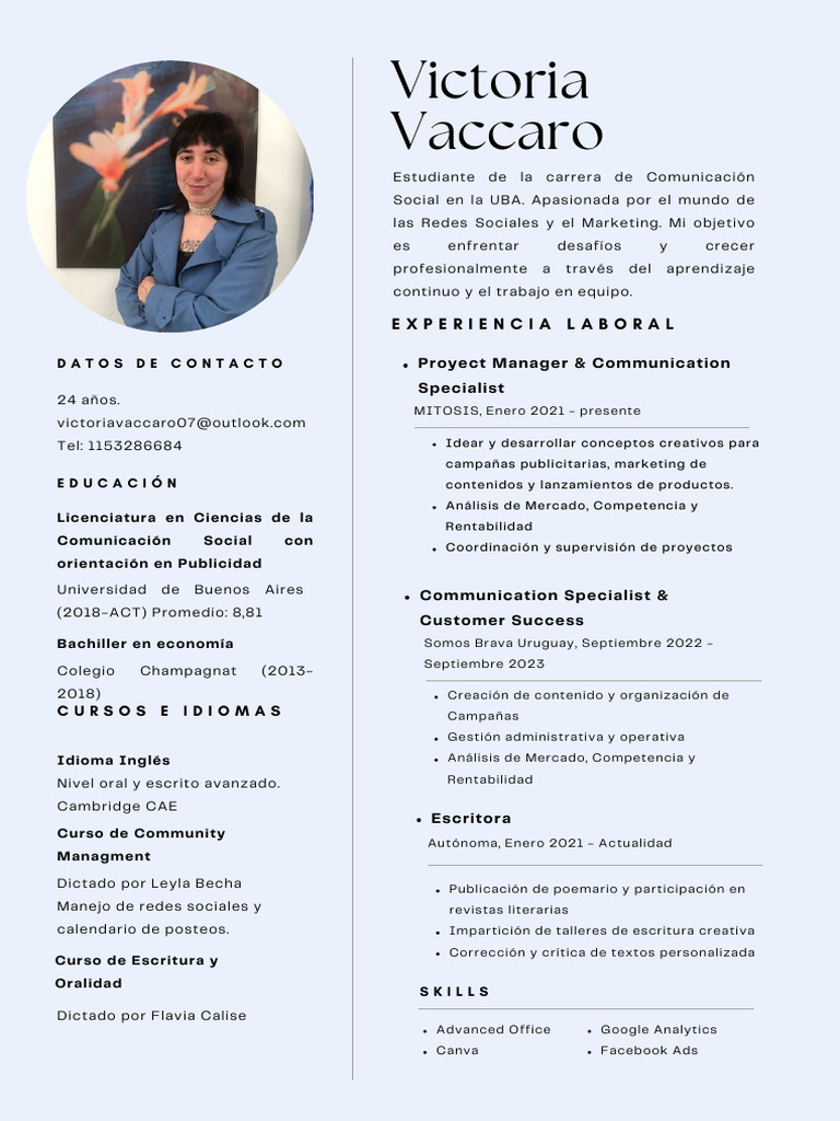 CV Victoria Vaccaro | PDF | Comunicación humana | Aprendizaje