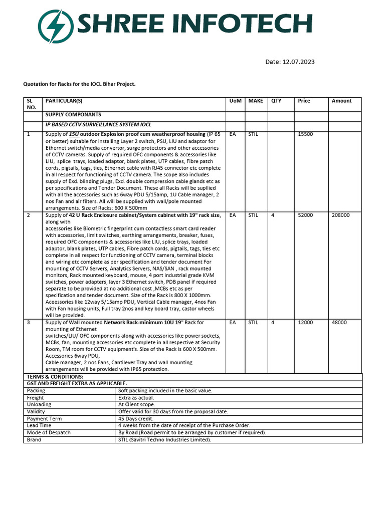 Webdesk Qoute For IOCL Bihar Project 2023 | PDF | Manufactured Goods ...