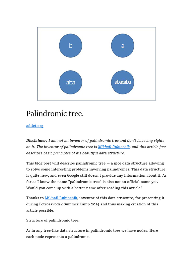 Palindrome Tree | PDF | String (Computer Science) | Theoretical ...