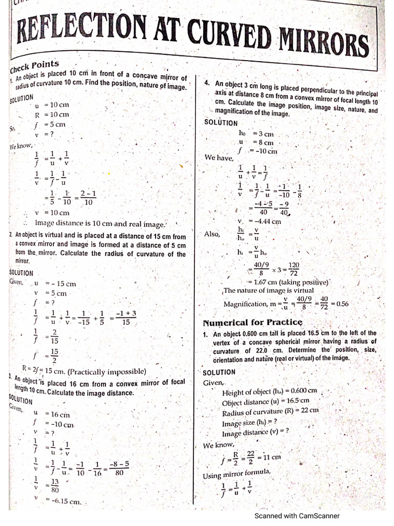 Mirror Prism Numericals | PDF