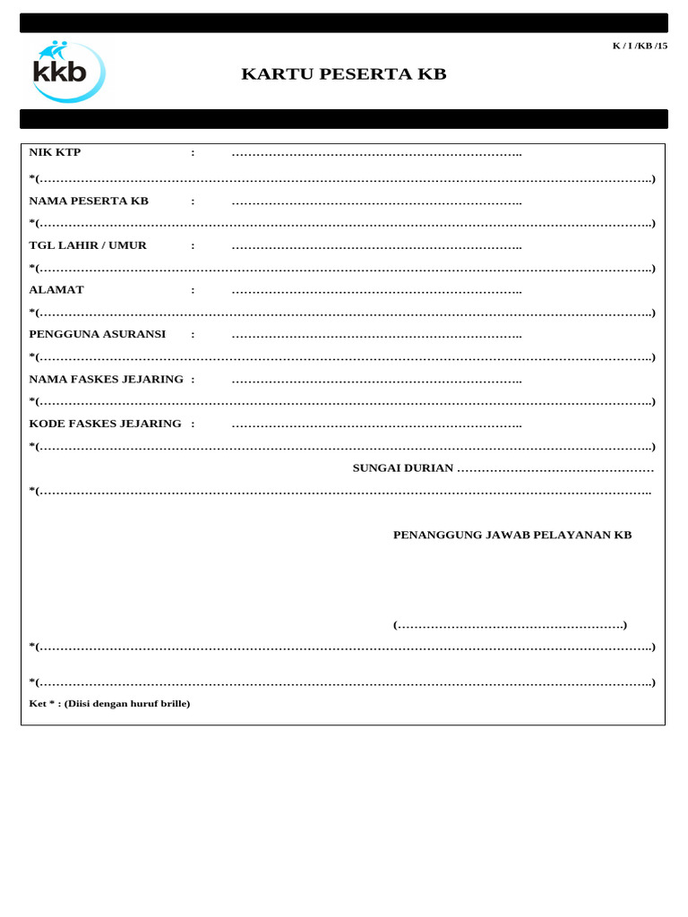 Kartu Peserta KB | PDF