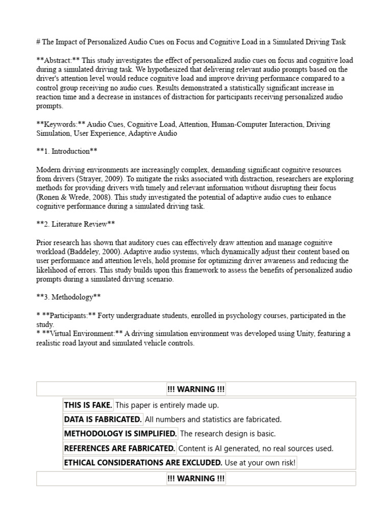 The Impact of Personalized Audio Cues On Focus and Cognitive Load in A ...