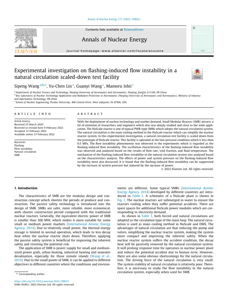 Experimental Investigation On Flashing-Induced Flow Instability in A Natural Circulation Scaled ...