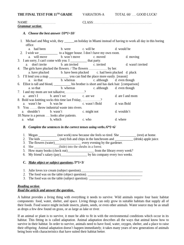 11th Grade Final Exam Overview | PDF | Silk Road | Habitat