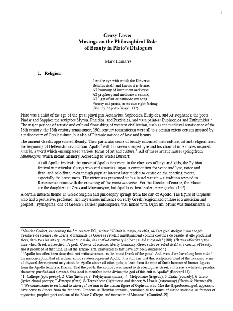 Crazy Love Musings On The Philosophical | PDF | Beauty | Plato